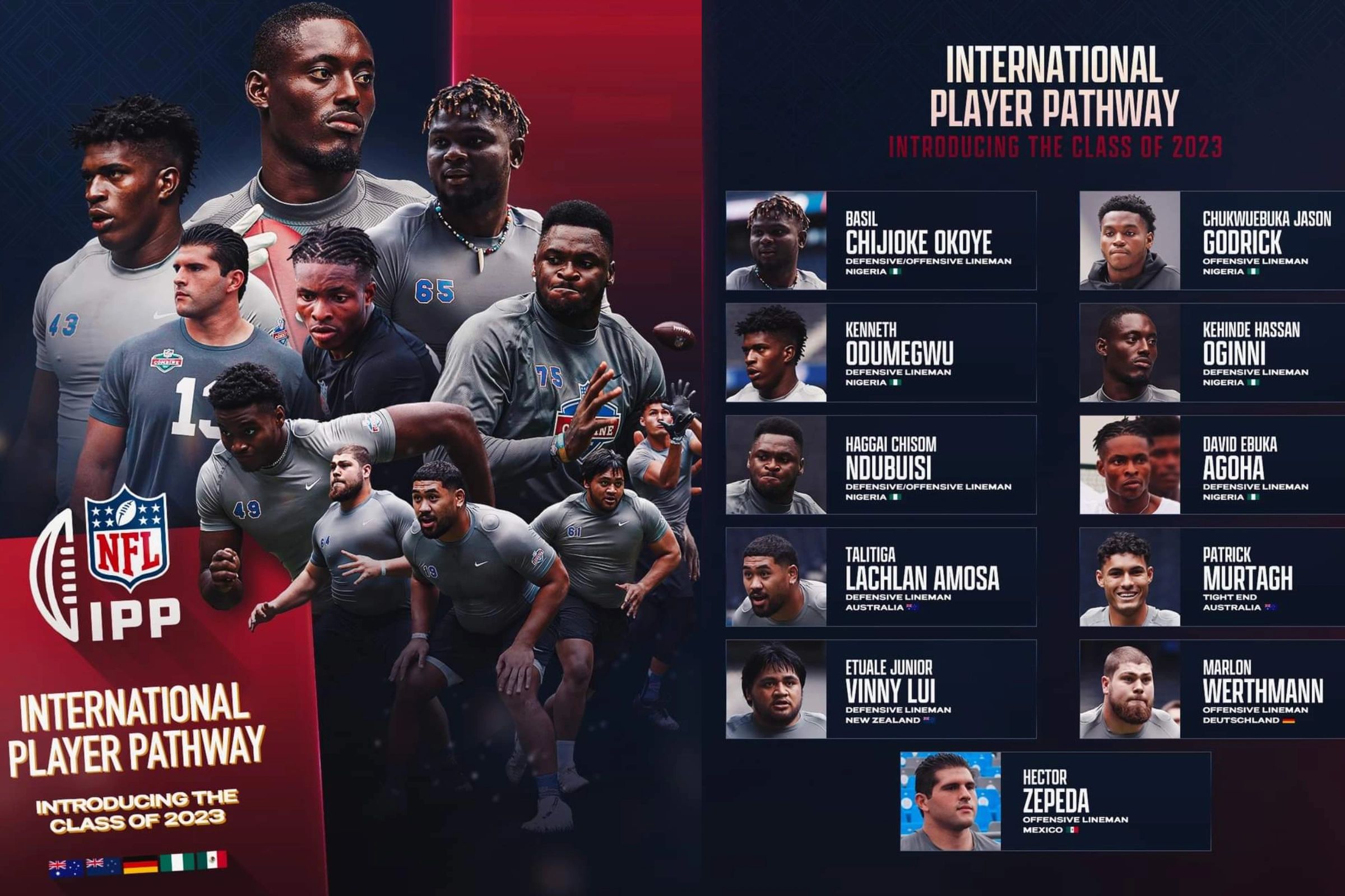 David Agoha, Jason Godrick & Kenneth Odumegwu Invited to NFL IPP